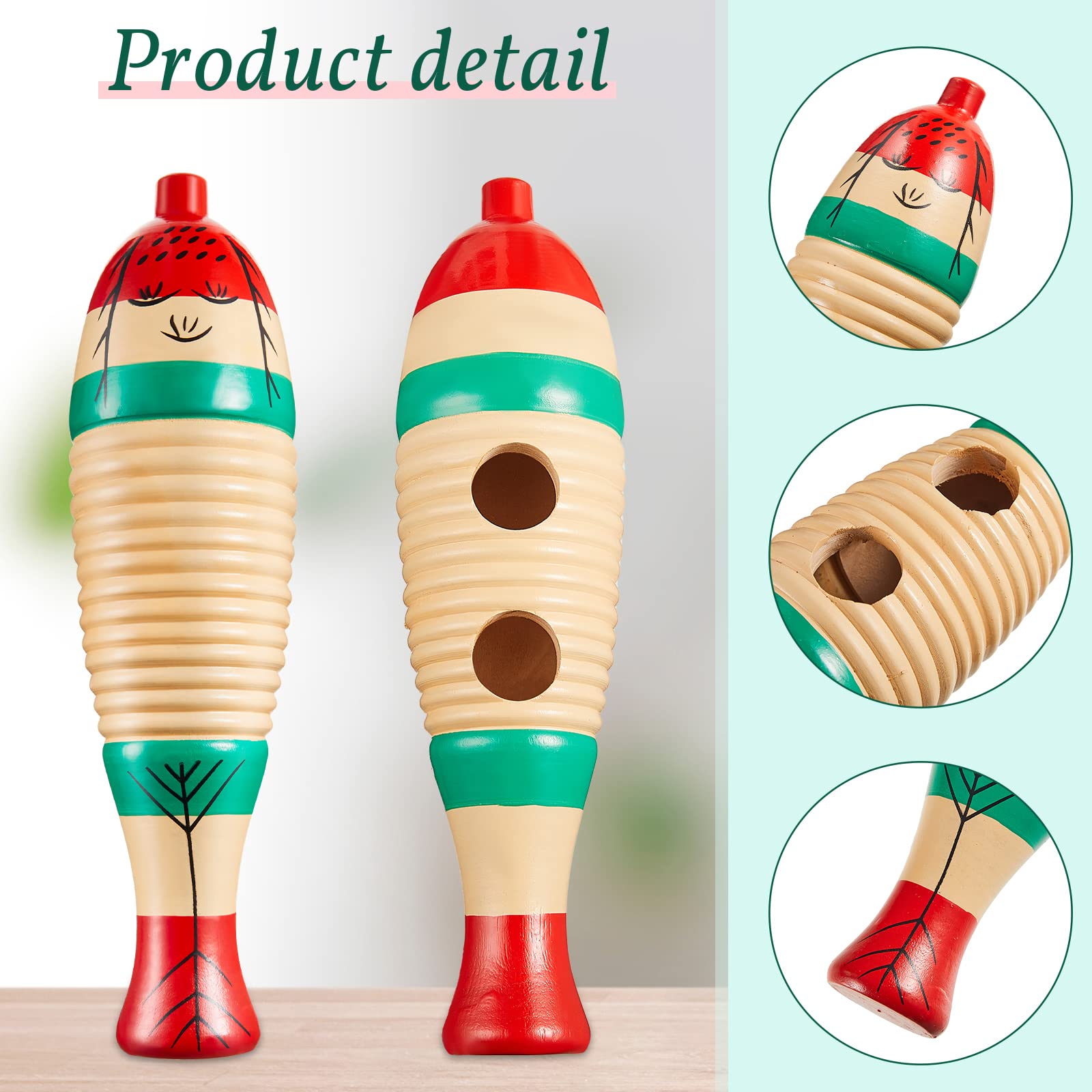 2 Pieces Colorful Fish Shaped Guiro Instrument Latin Percussion Musical Instruments Wooden Frog Instrument Musical Percussion Instruments for Adults Kids with Rhythm Sticks