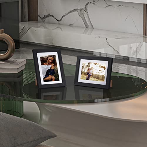 4x6 Black Picture Frame Set of 6, Multi Frames Matted to Display Photos 4x6 with Mat or 5x7 without Mat for Wall and Tabletop