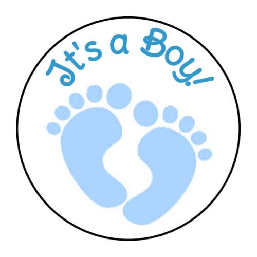24 pcs ITS A BOY Baby Blue FEET Shower​​​​​​​​​​​​​ Stickers Envelope Seals Labels Round Tags, Stamps Sticker for Gift Cards, Envelopes, Boxes for Holiday, Birthday, Christmas