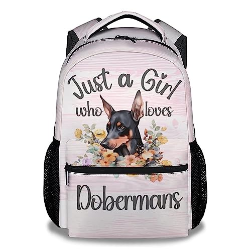 AIOMXZZ Doberman Backpack Gifts, 16 Inch Cute Dog Pattern Bookbag Durable, Lightweight, Large Capacity, Funny Animal Backpack for School Girls Boys Kids
