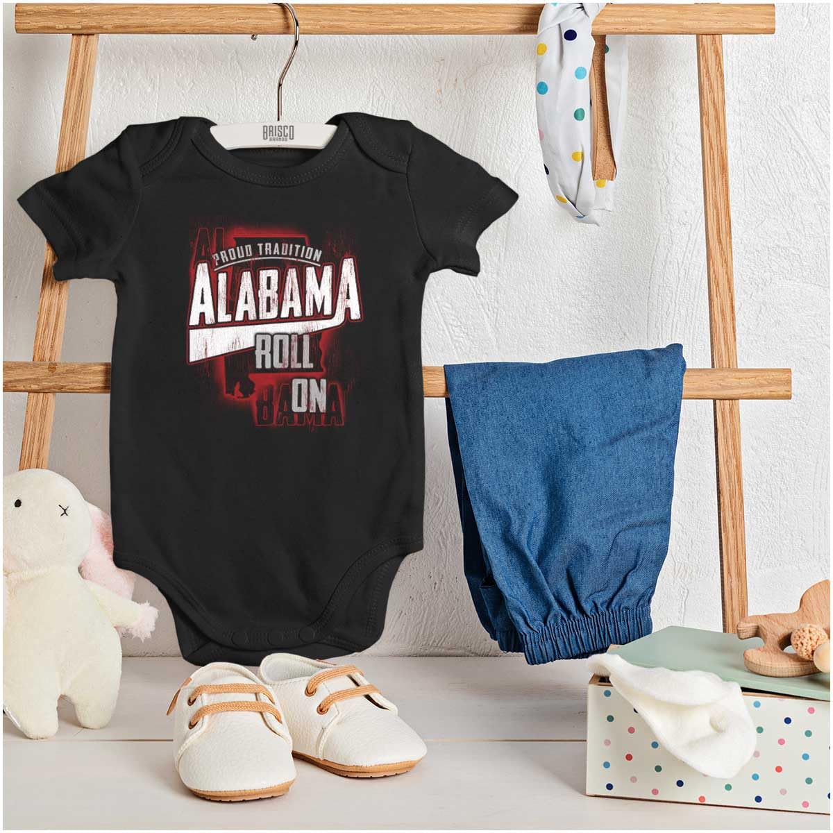 Brisco Brands Alabama Tradition Distressed Athletic Baby Romper Boys or Girls