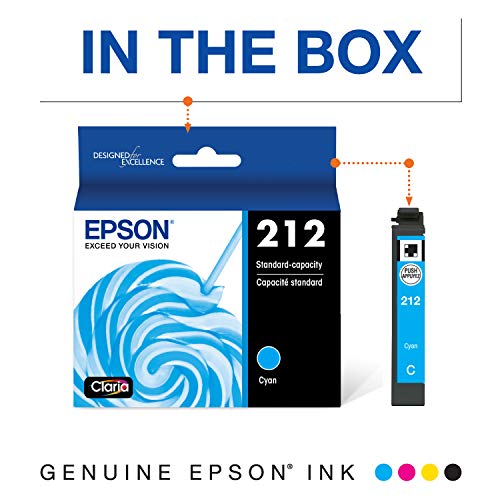 EPSON T212 Claria -Ink Standard Capacity Cyan -Cartridge (T212220-S) for Select Epson Expression and Workforce Printers