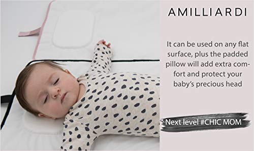 Portable Diaper Changing Pad Stylish & Chic by AMILLIARDI for Travel w/Baby, Infant & Newborn, Changing Mat Portable (Grey)