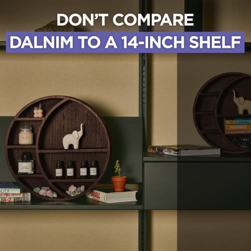 DalNim Extra-Large 18-inch β Premium Moon Shelf β Brown Shelves for Wall Decor β Wooden Display Shelves with 2 Secure Hooks β Healing Crystal and Stone Shelf for Living Room, Meditation Room, Nursery