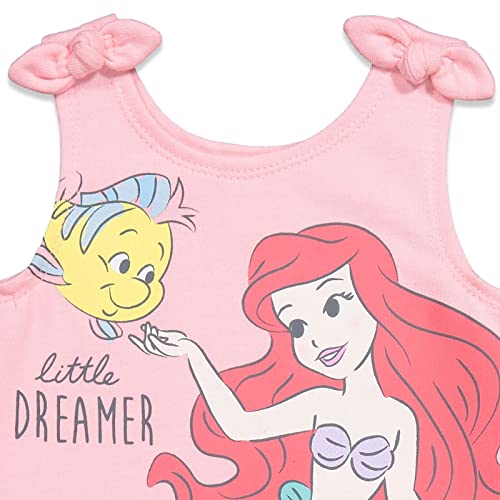 Disney Princess Ariel Infant Baby Girls French Terry Snap Sleeveless Romper & Headband 12 Months