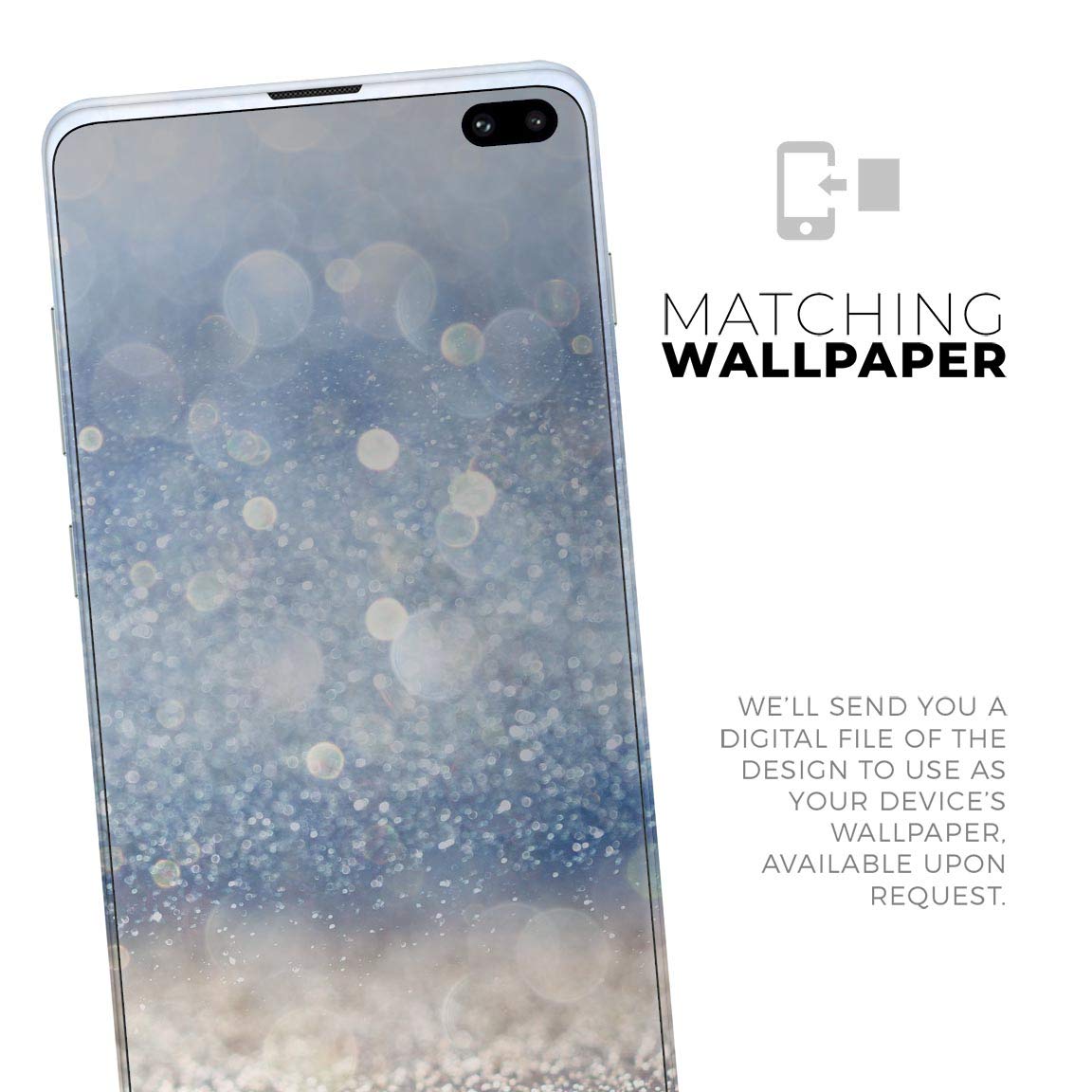 DesignSkinz Blue Unfocused Silver Sparkle Protective Vinyl Decal Wrap Skin Cover Compatible with The Samsung Galaxy S20 (Screen Trim & Back Glass Skin)