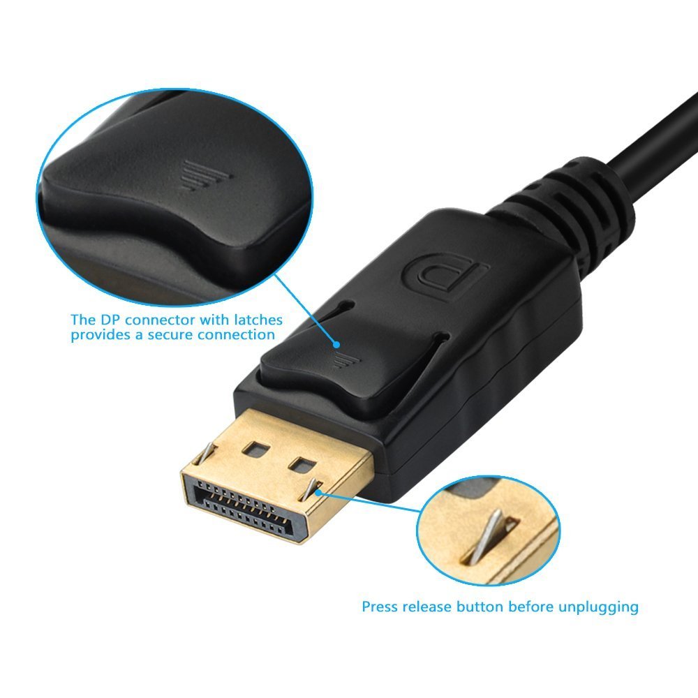 CableDeconn Multi-Function Displayport Dp to HDMI/DVI/VGA Male to Female 3-in-1 Adapter Converter Cable