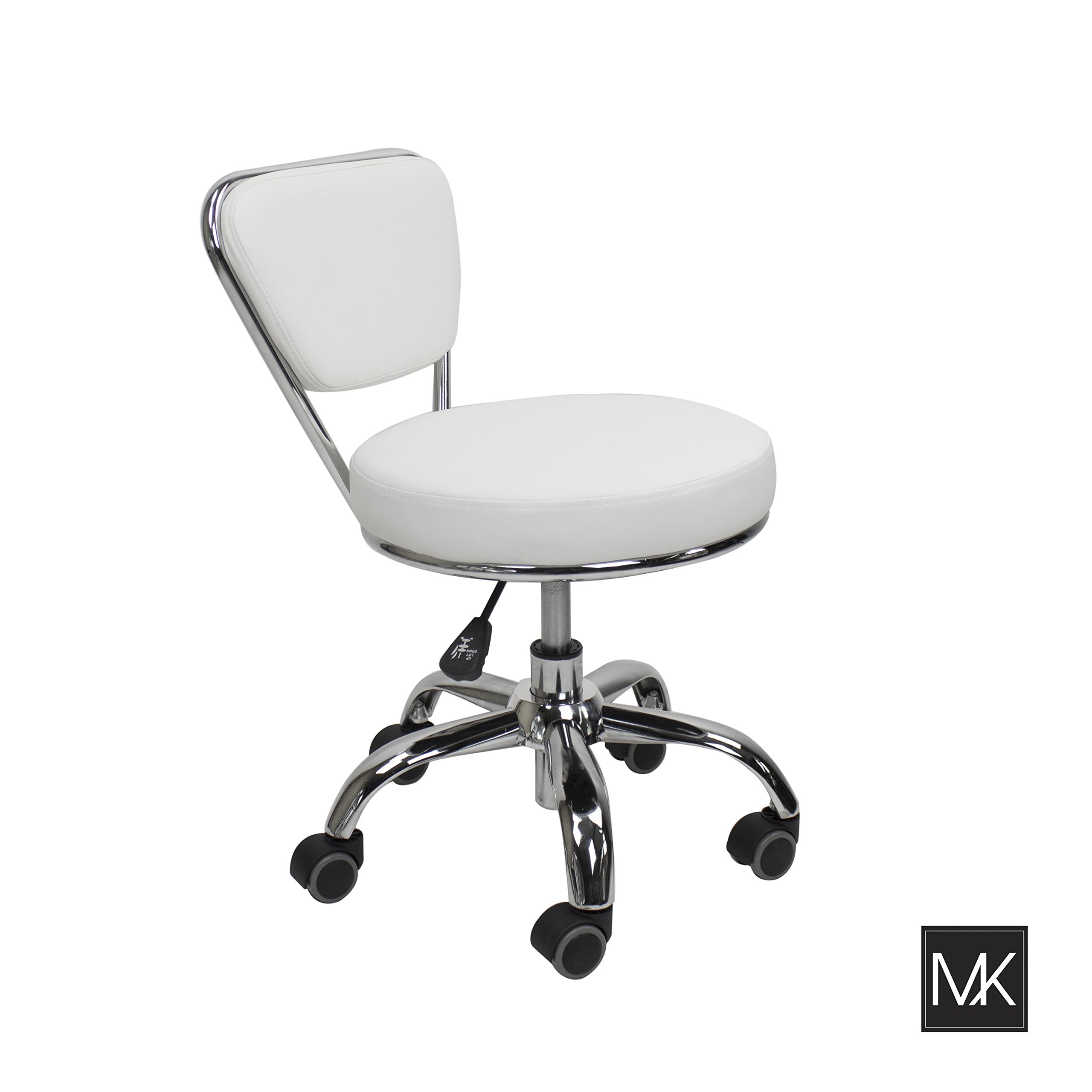 Set of 4 DAYTON WHITE Salon Nail Pedicure Stool Pneumatic, Adjustable Height, Rolling Salon Furniture & Equipment