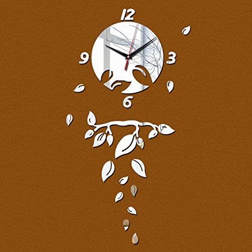 KXA Mirror Wall Sticker for Home Decoration, Acrylic Wall Sticker 3D Mirror Stickers Home Decor Butterfly Horse Europe Large Wall Clock Still Life Wall Clock,Silver