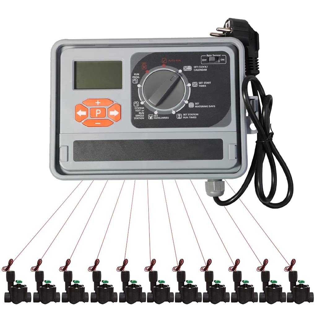 WSSBK 11 Station Garden Automatic Irrigation Controller Water Timer Watering System with EU Standard Internal Transformer