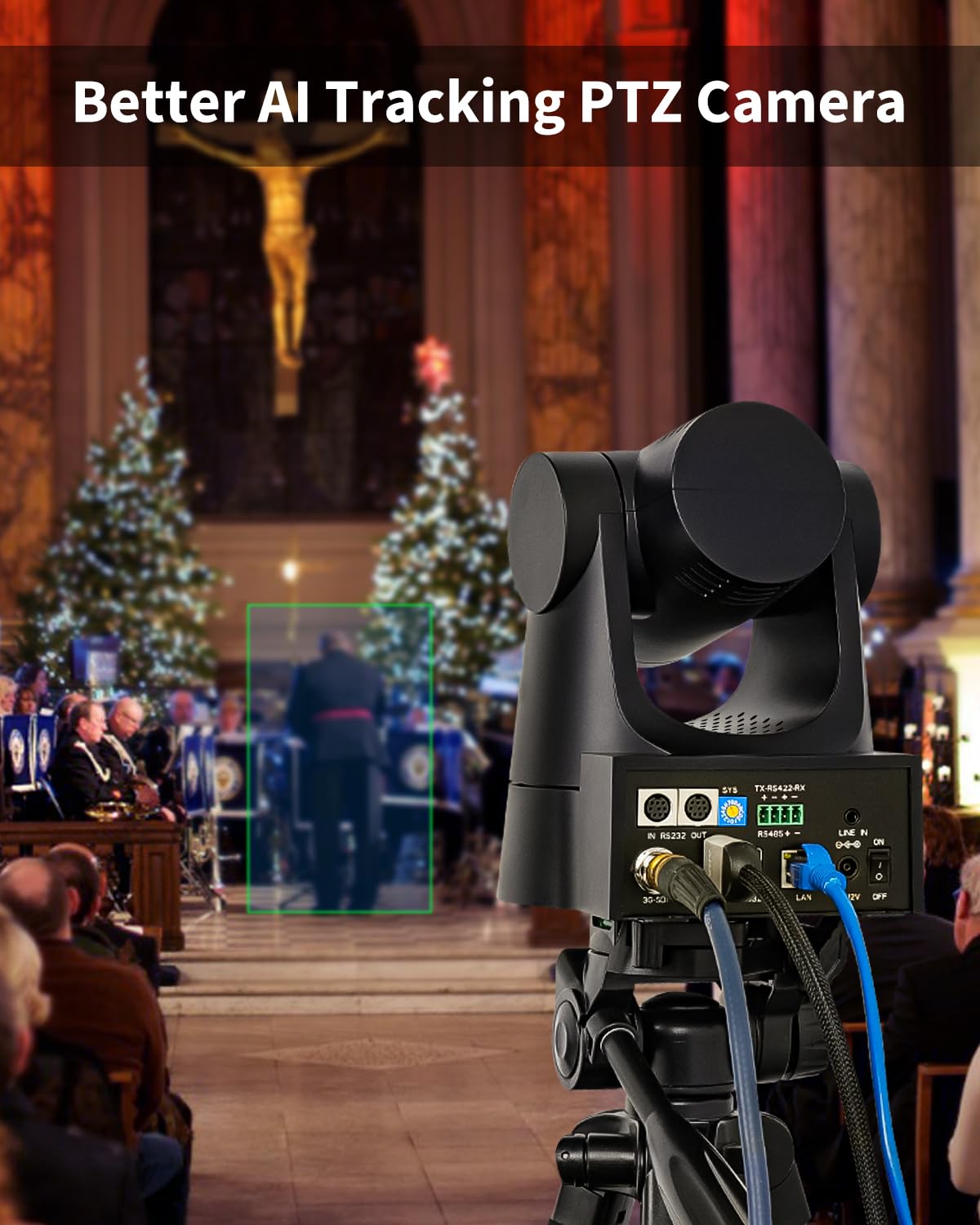 FoMaKo NDI Camera AI Auto Tracking 20x Optical Zoom HDMI NDI PTZ Camera for Church Worship Education Events,PoE 1080P 60FPS (KN20A Pro) (NDI 6 & NDI HX3 Certified)
