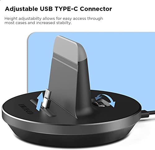 Encased USB Type C Desktop Charging Stand - Compatible with All Google Pixel Phones - Charger Dock for Pixel 6a, 6 Pro, / 7a, 7, 8, 8 Pro Models, Aluminum Black (Case Compatible)