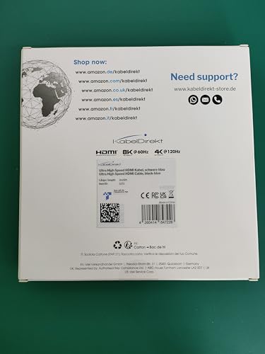 KabelDirekt – 8K HDMI Cable, HDMI 2.1 – 6ft – Certified HDMI Cable for PS5 and Xbox Series X/S – Developed in Germany (Ultra High Speed HDMI Cable for 8K@60Hz, PC/Console and Monitor/TV – Blue/Black)