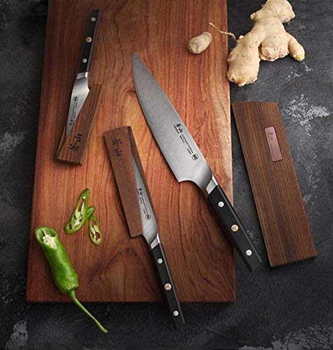 Cangshan TC Series 1021196 Swedish 14C28N Steel Forged 3-Piece Starter Knife Set with Wood Sheaths