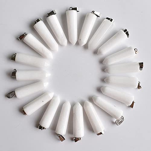 24pcs/lot Fashion Assorted Natural Stone Pendants Point Charms Hexagonal Pillar Pendant - ( Metal Color: Sodalite Stone )