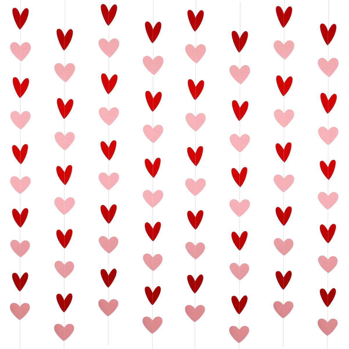 80 Heart Garland Red & Pink- Valentines Day Decoration, Hanging Hearts, Valentines Day Banner, Hanging Valentines Garland, Valentine's Day Decorations, Large Heart Valentines（NO DIY）