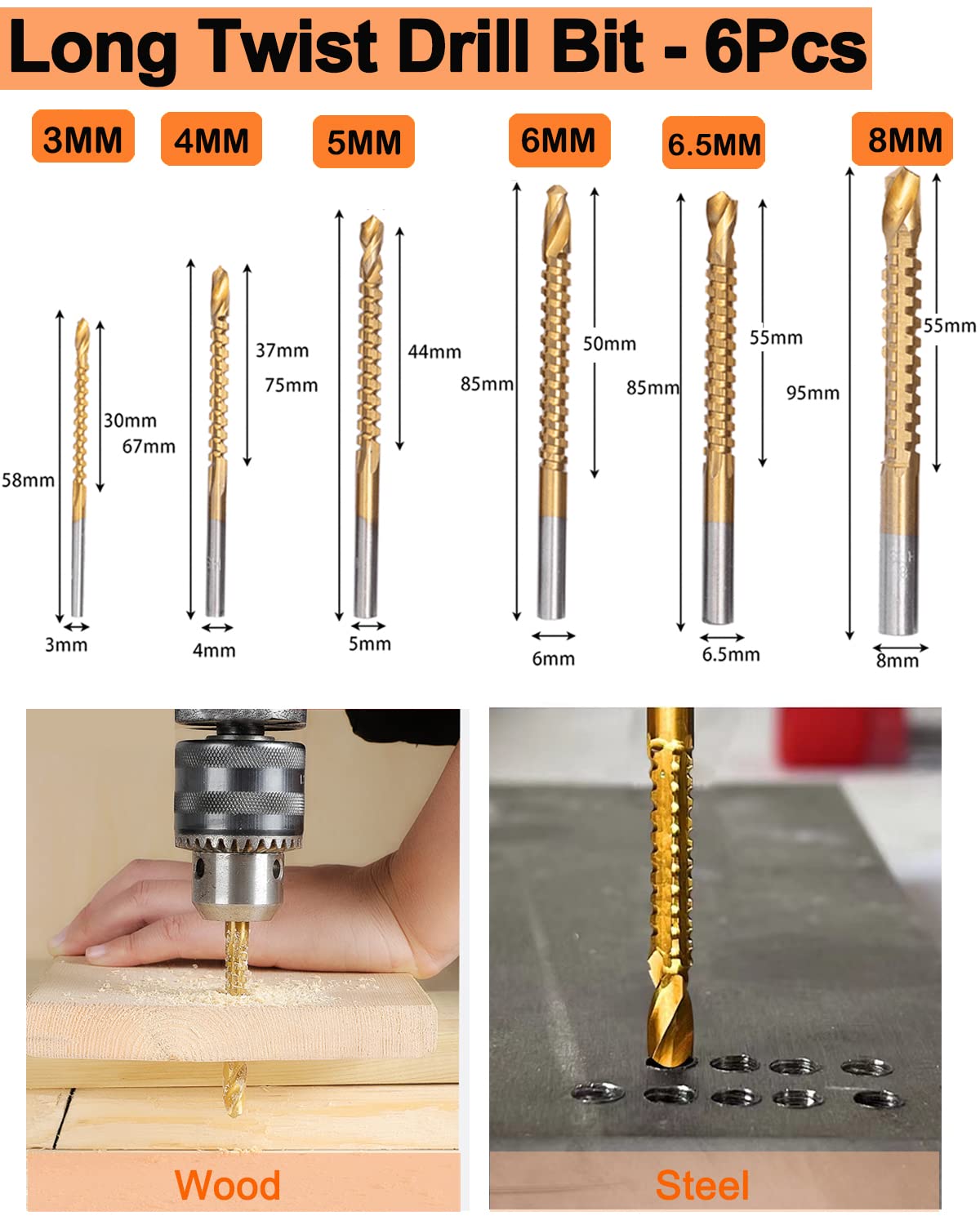 50 Pack Wood Working Chamfer Drilling Tools, 12 Countersink Drill Bit Set, 7 Counter Sinker Drill Bit Set, 8 Plug Cutters for Wood, 8 Drill Stop Bit Collar Set, 6 Step Drill Bits and 6Pcs High
