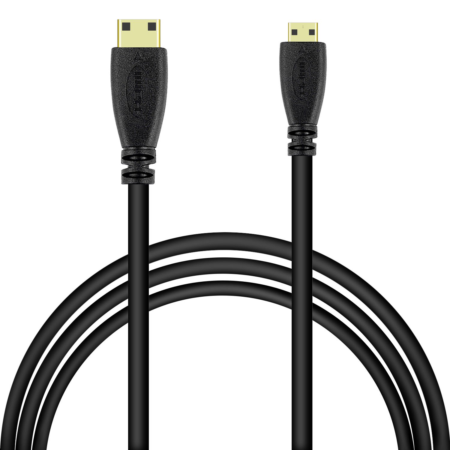 BronaGrand Micro HDMI Male Type D to Type C Mini HDMI Male Connector Adapter Cable Cord Black(2pcs)