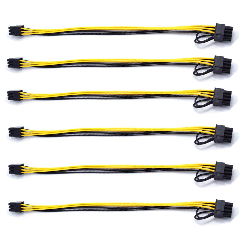 6 Pin Male to 8 Pin (6+2) Male PCIe Adapter Power Cable PCI Express Extension Cable (24 Inch)