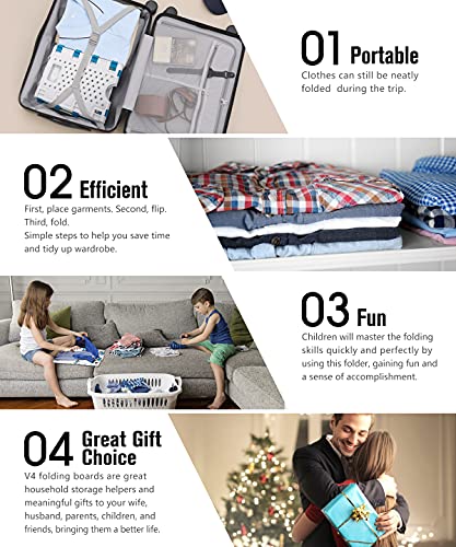 BoxLegend Version 4 Shirt Folding Board t Shirts Clothes Folder Durable Plastic Laundry folders Folding Boards Helper Tool for Adults and Children, White
