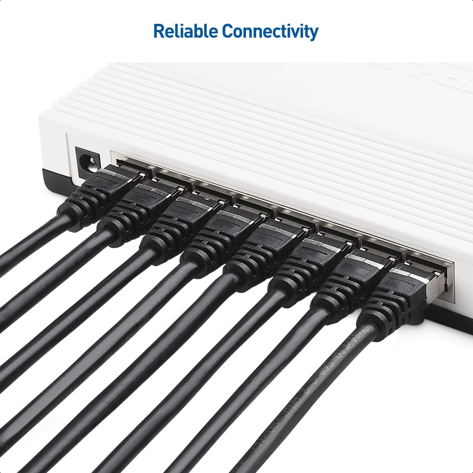 Cable Matters 10Gbps 5-Pack Snagless Shielded Cat 6A Ethernet Cable - 5ft, Cat 6A Cable, Cat6A Cord, Ethernet Cord, Black