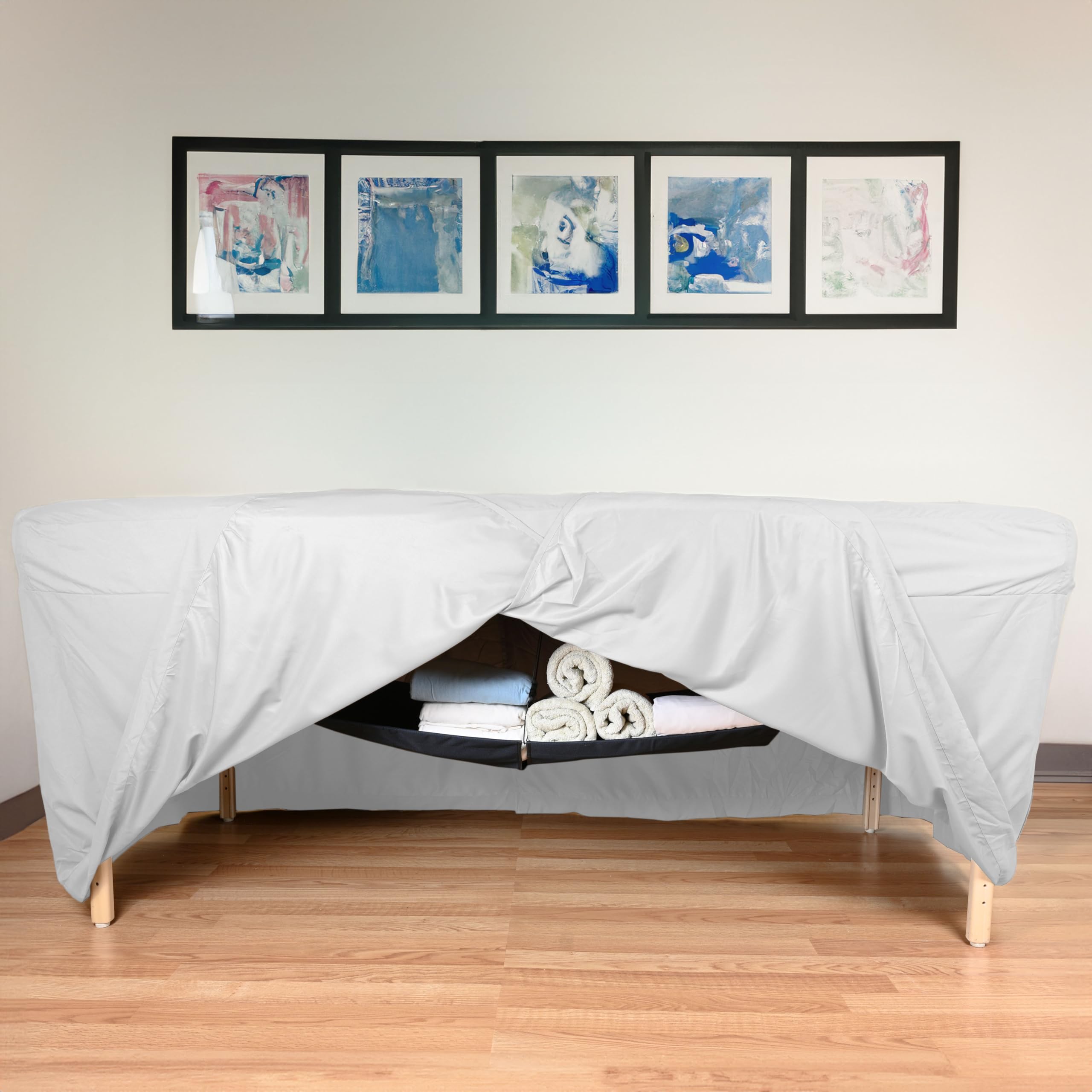 Body Linen Microfiber Massage Table Skirt Massage Table Bed Skirt to Fit Standard Size Massage Tables - Lightweight, Super Soft and Stain-Resisting - White