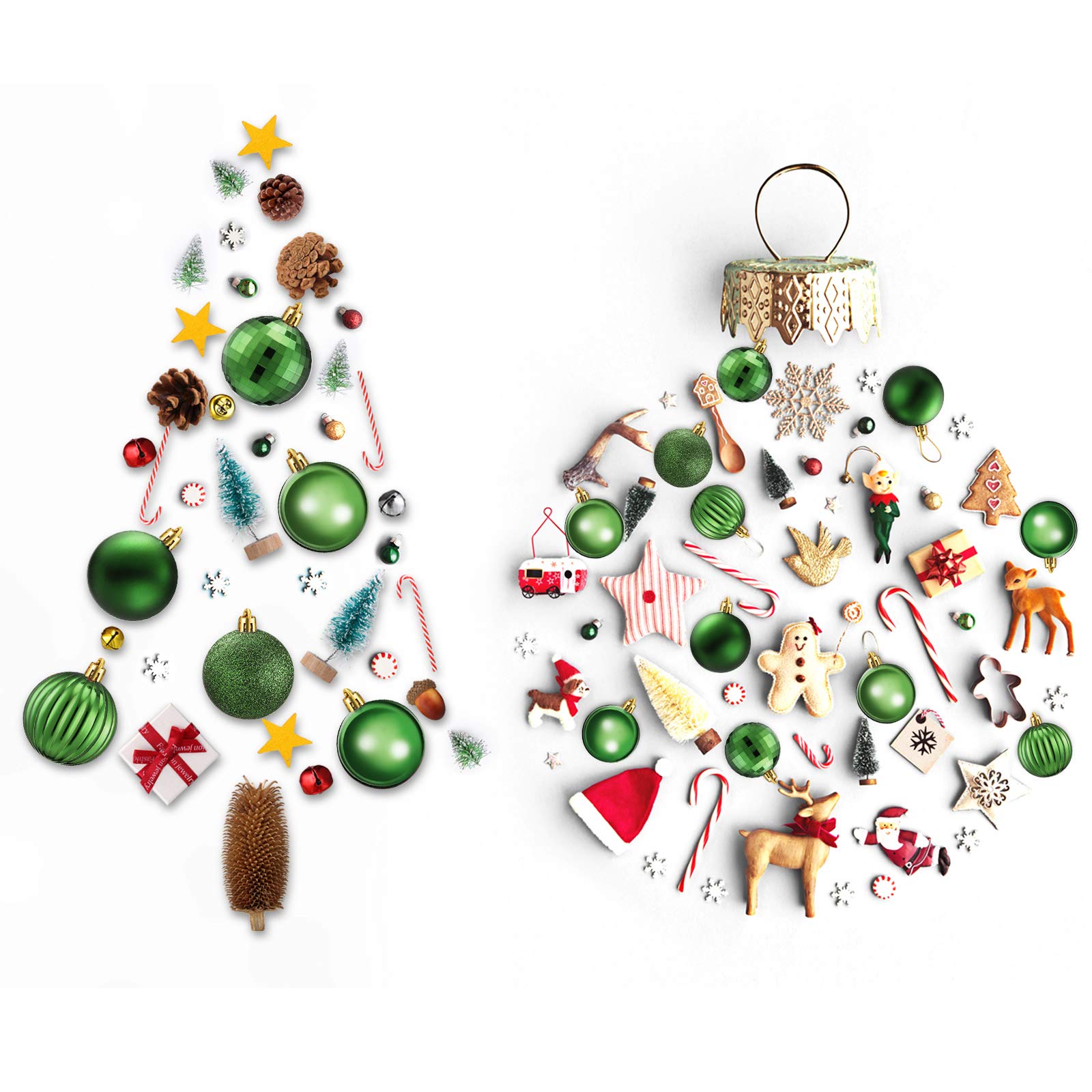 24 Pieces Christmas Ball Ornaments Christmas Tree Decorations Tree Balls for Tree Ornaments Holiday Wedding Party Decoration Hooks 2.36 Inch, 6 Styles (Champagne Gold)