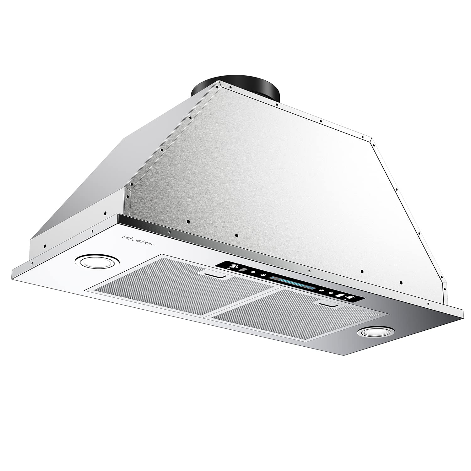 36 inch Built-in/Insert Range Hood 900 CFM, HisoHu Ducted/Ductless Stainless Steel Kitchen Vent Hood with 4 Speed Gesture Sensing&Touch Control Panel, 3 Pcs Aluminum Filters