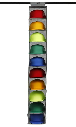 Boxy Concepts Hat Rack - 10 Shelf Hanging Closet Hat Organizer for Baseball Caps - Hat Storage to Protect Your Caps with this Hat Hanger - Easy Hat Holder & Baseball Hat Organizer