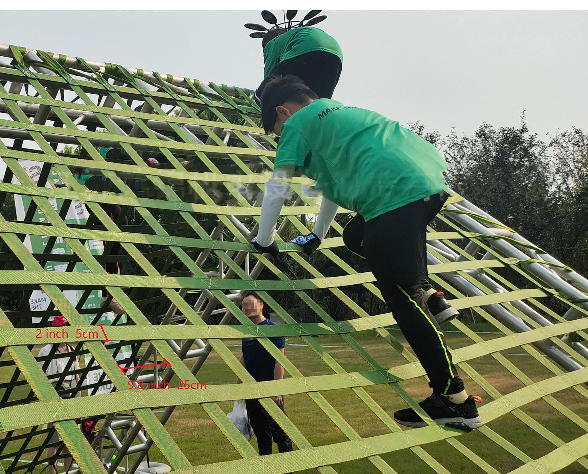 XHP Climbing Cargo Net for Children and Adult Indoor Outdoor Ribbon Netting, Obstacle Courses for Kids,Jungle Gyms Climbing Nets Backyard & Playground Equipment