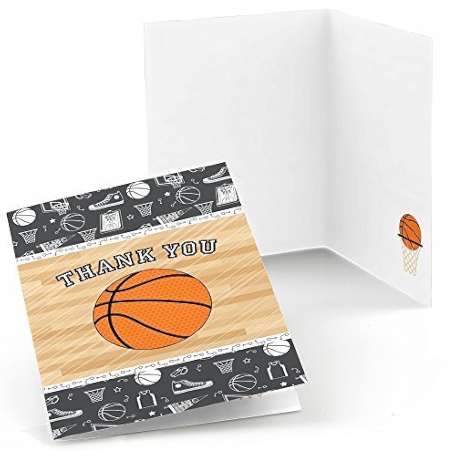 Big Dot of Happiness Nothin' but Net - Basketball - Baby Shower or Birthday Party Thank You Cards (8 Count)