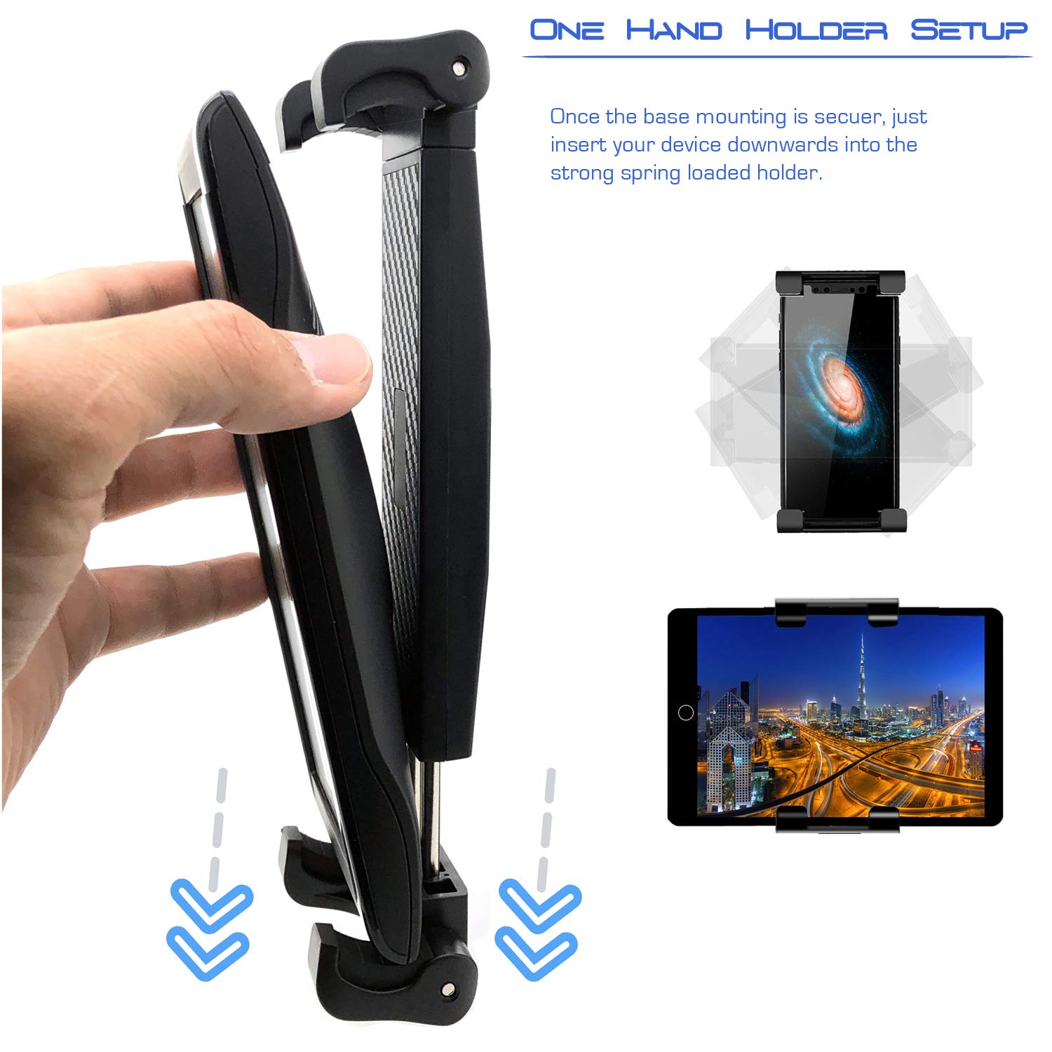 Accessory Basics Universal Tablet/Smartphone 3 in 1 Metal Base CounterTop Table DoorDash Postmate Grubhub Uber Eats Mount Stand for 6 to 13" Screen Tablets and Smartphones