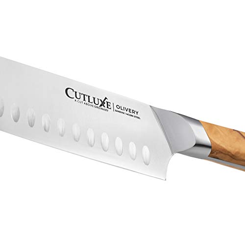 CUTLUXE Santoku Knife β 7" Chopping Knife β Olive Wood Handle β Full Tang β Olivery Series