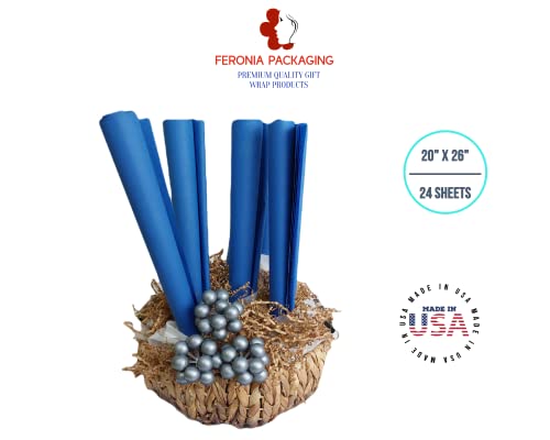 Dark Blue Tissue Paper Squares, Bulk 24 Sheets, Premium Gift Wrap and Art Supplies for Birthdays, Holidays, or Presents by Feronia packaging, Large 20 Inch x 26 Inch