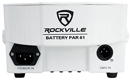 2) Rockville Battery PAR 61 White Rechargeable RGBWA+ DMX DJ Up-Lights+Remotes