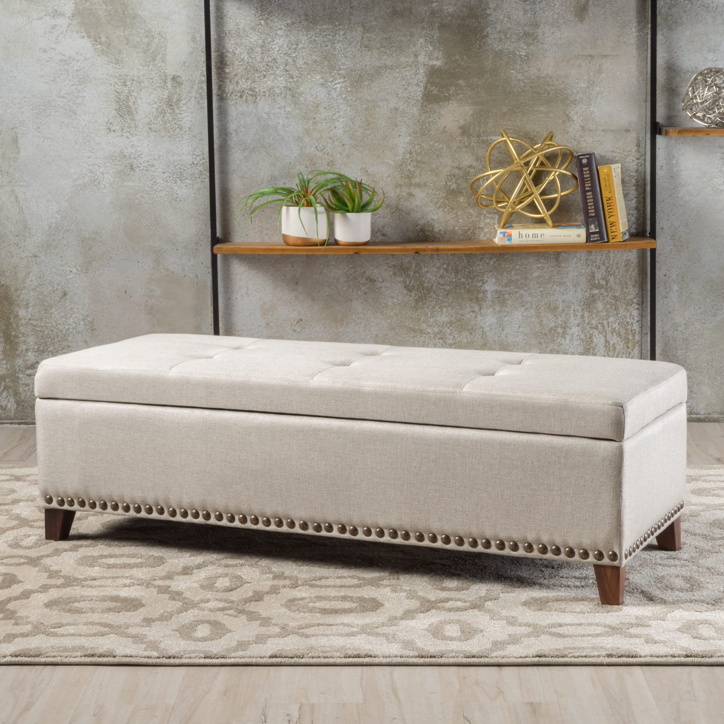 Christopher Knight Home Gavin Fabric Storage Ottoman, Beige
