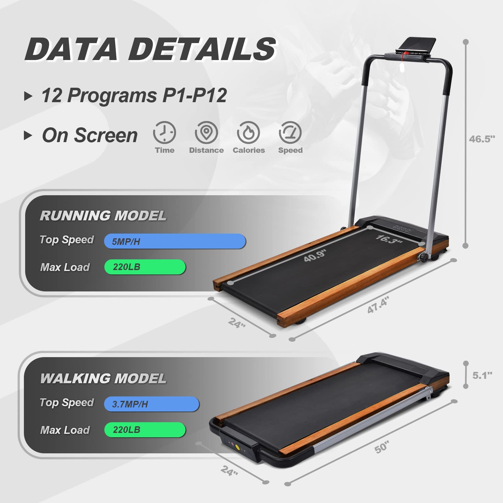 2 in 1 Under Desk Treadmill,2.25 HP Walking Pad Treadmill Under Desk for Home, Installation-Free Foldable Treadmill,Compact Portable Treadmill with Wheel, Walking Treadmill with Remote Control (BLACK)