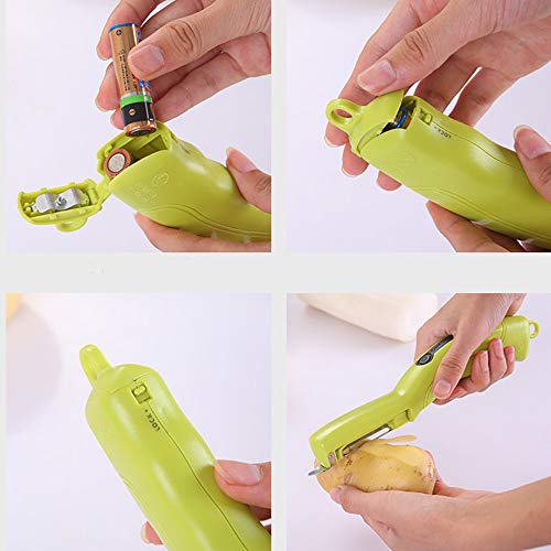 1PCS Electric Peeler Stainless Steel Fruit Potato Peeler Electric Peeling Graters for Kitchen (Green, One Size)
