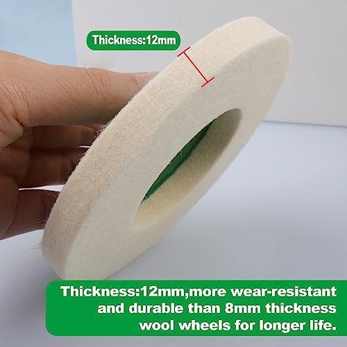 ATOPLEE Wool Polishing Wheel Disc,5pcs 4-1/2" x 7/8" Arbor Buffing Wheel for 4.5 Inch Angle Grinder,Wool Felt Polishing Wheel for Metal,Marble,Wood(Hole Diameter:22mm,Thickness:12mm)