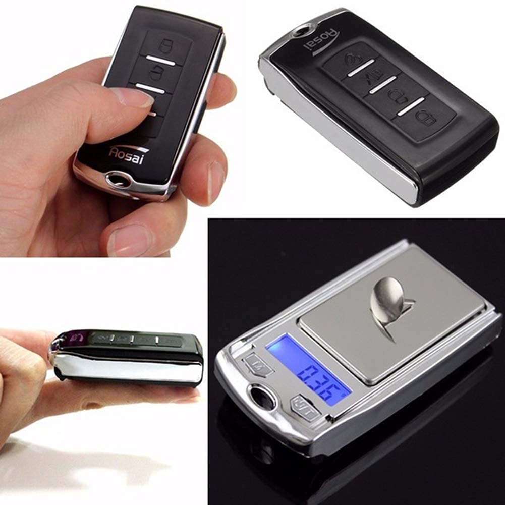 200g/0.01g Precision Mini Portable Gram Scale with Ring Keychain，Multi-Function Car Key Shape Electronic Scale for Jewelry，Medicine, Herb, Food