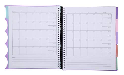 Mintra Office Durable PREMIUM Spiral Notebook, ((Lavender, 5 Subject (8.5in x 11in)) - Fabric Covered Coils, No Snags, College Ruled, Adjustable PocketDividers, Ruler, Organization, Student, School