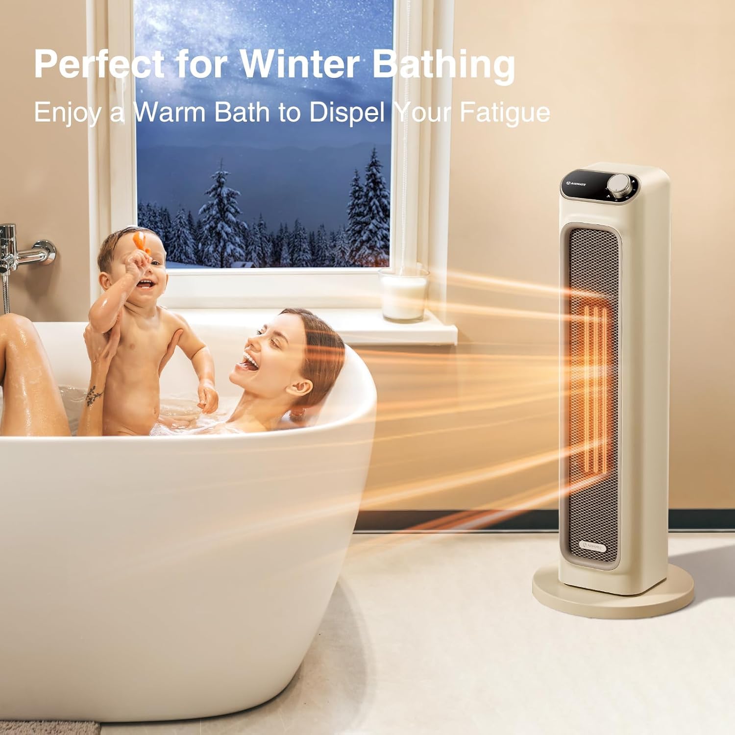25" Large Space Heater for Indoor Use,Fast Quiet Heating Portable Electric Heater, 80°Oscillating Room Heater for Office, Garage, Bedroom
