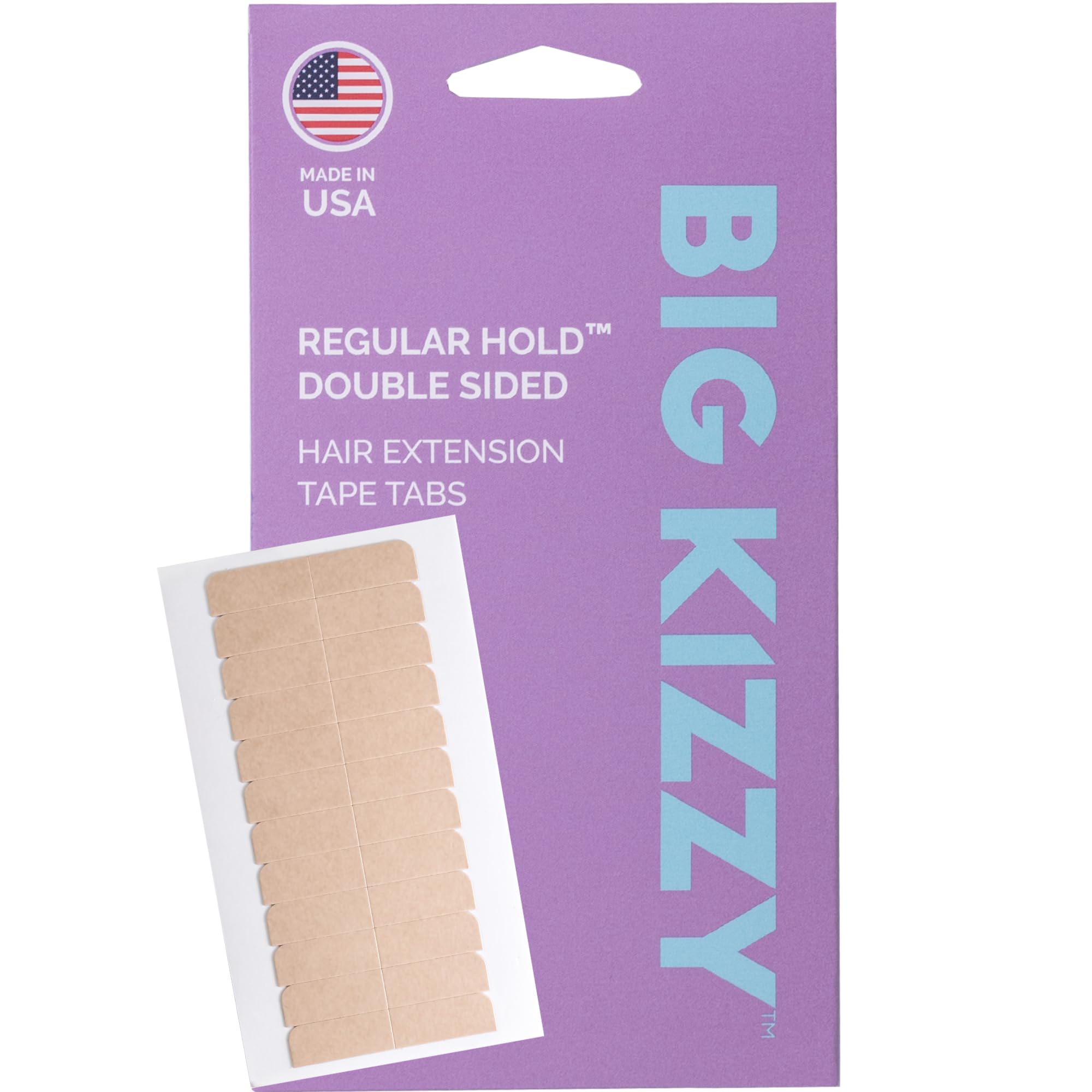 Big Kizzy Hair Extensions Tape - Regular Hold - Fits Most Tape in Hair Extensions, 4cm x .8cm Tape for Extensions, Professional Double Sided Extension Tape