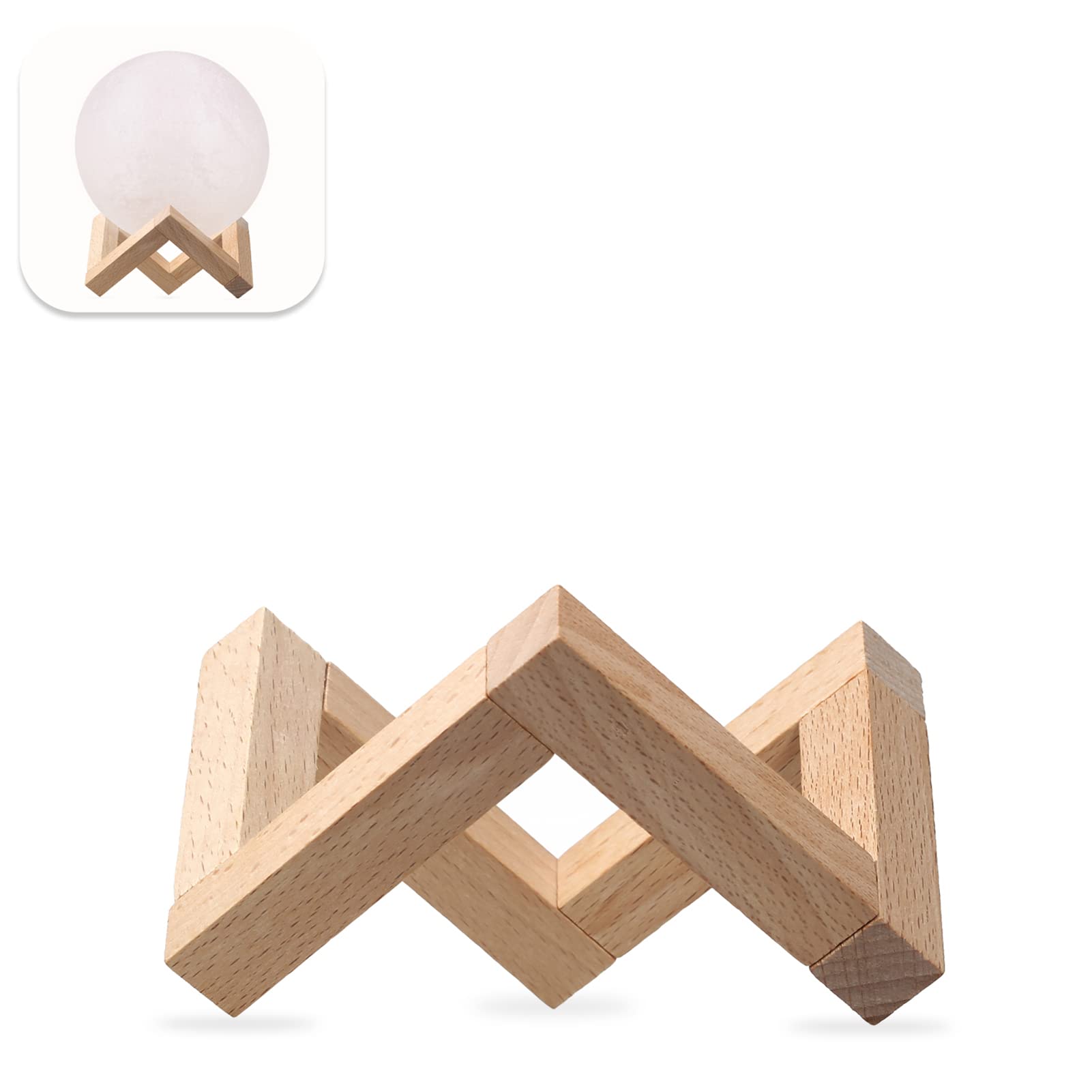Lamp Holder,Funien Wood Bracket Moon Lamp Holder Detachable Wooden Stand for 3D Printing Moon Lamp Ball Shaped Night Light, Small Size