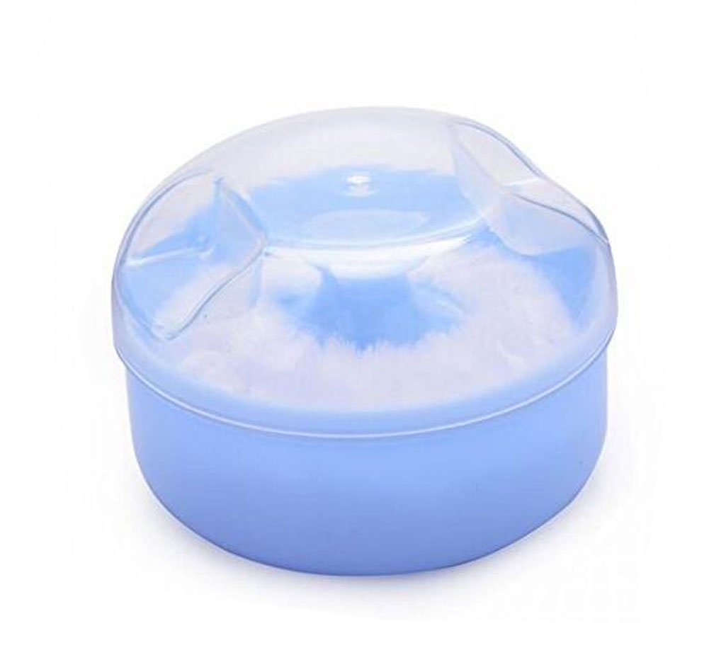 ericotry 2 Pcs Baby After-Bath Powder Puff Sponge Box Kit Dispensor DIY Make up Cosmetic Loose Powder Jar Container Case (Blue)