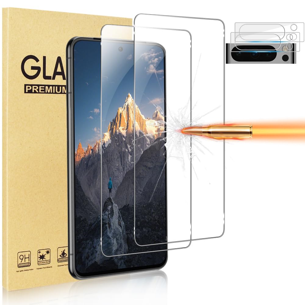 2+2 Pack Pixel 8 Pro Screen Protector and Camera Lens Protector, Fingerprint Unlocking, 9H Tempered Glass, Scratch Resistant, for Google Pixel 8 Pro 6.7 Inch