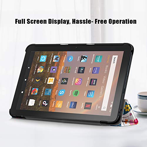 KuRoKo Case Compatible with Amazon Kindle Fire HD 8/HD 8 Plus Tablet(12th Generation 2022 & 10th Generation 2020 Release), Slim Light Cover with Auto Wake/Sleep-Butterfly