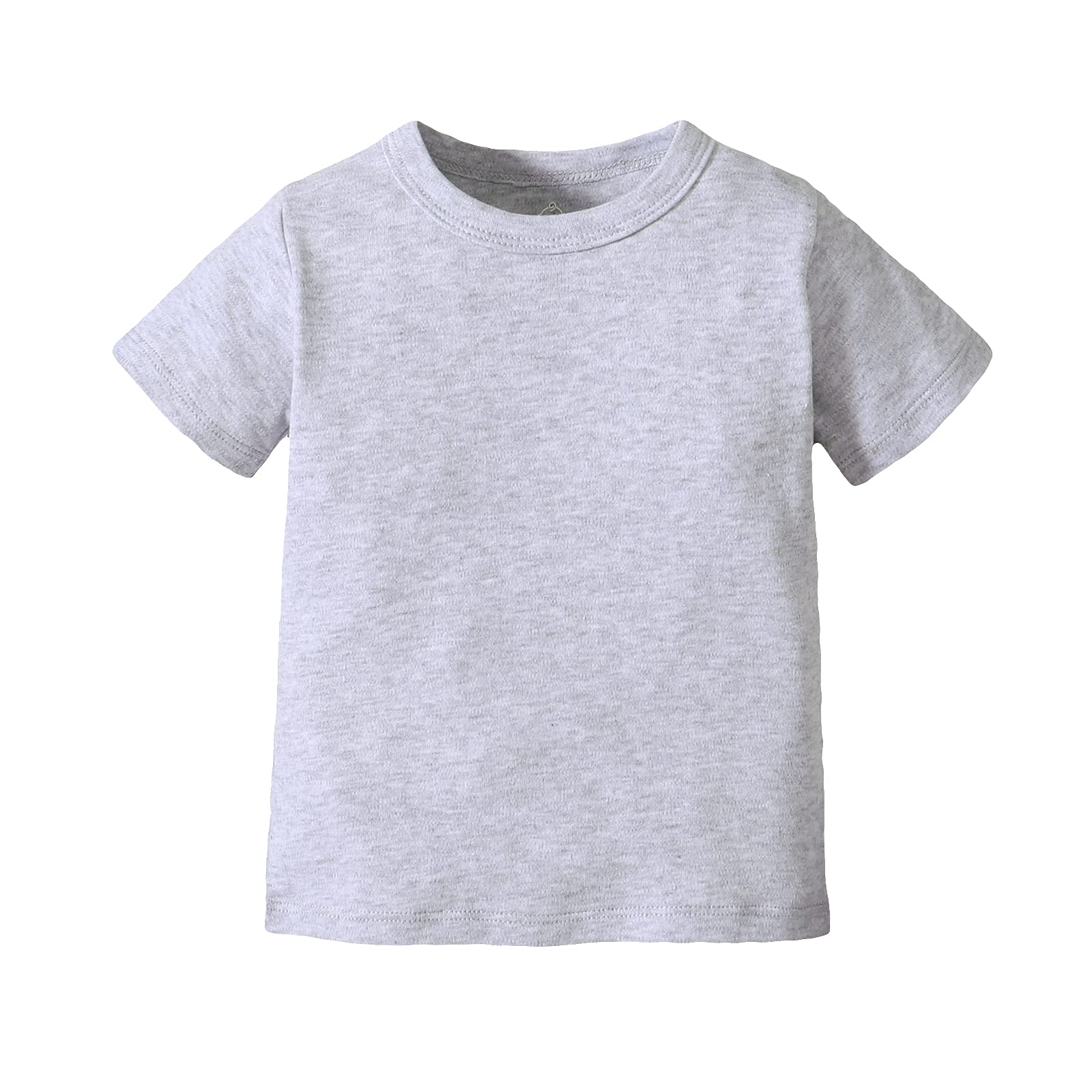OPAWO Unisex Infant Baby Crew Neck T-Shirt 4 Pack Short Sleeve Solid Color Tees for Boys Girls (Black/White/Gray/Red, 12-18 Months)