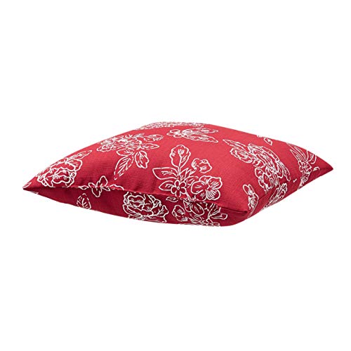 Amazon Basics 2-Pack Linen Style Decorative Throw Pillows - 18" Square, Classic Red Floral