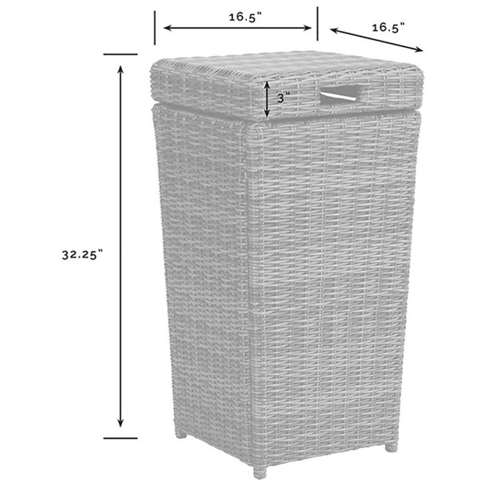 Afuera Living Modern Wicker Patio Trash Can in Weathered Brown